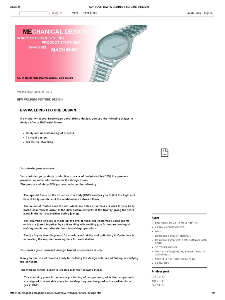 Designing Body-in-White Welding Fixtures Through Process Study and 3D ...
