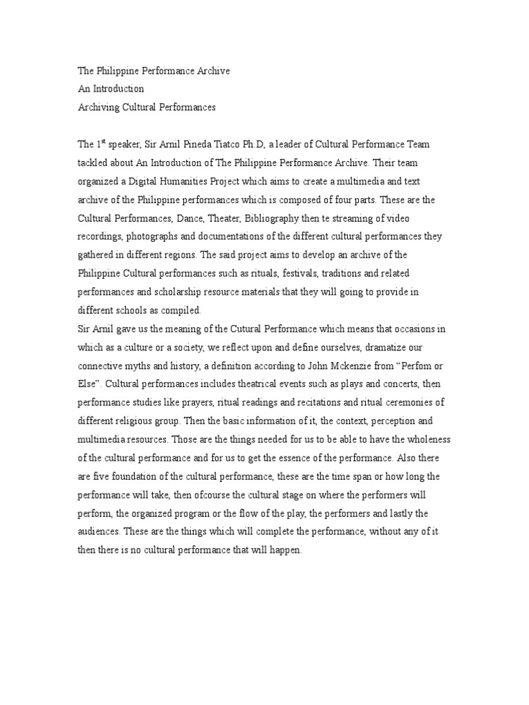 The Philippine Performance Archive | PDF | Linguistics | Anthropology