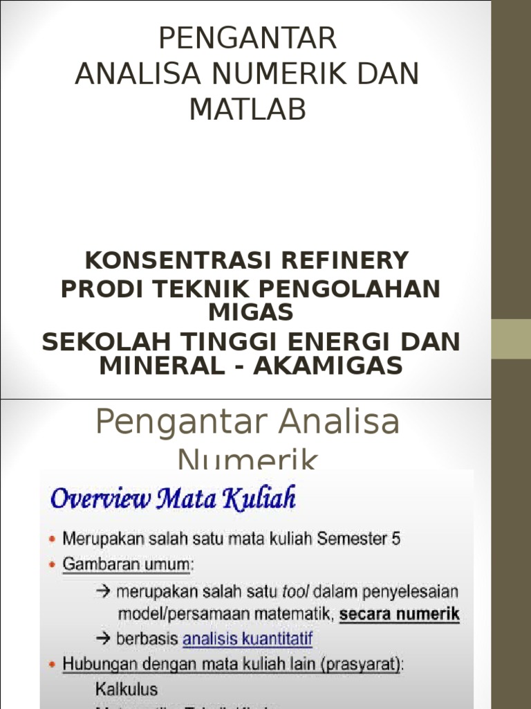 Pengantar Analisa Numerik Dan Matlab - 01 | PDF