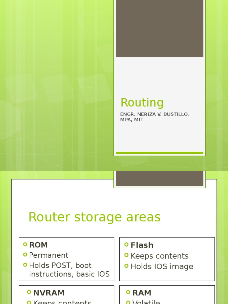 Routing: Engr. Neriza V. Bustillo, Mpa, Mit | PDF | Router (Computing) | Routing