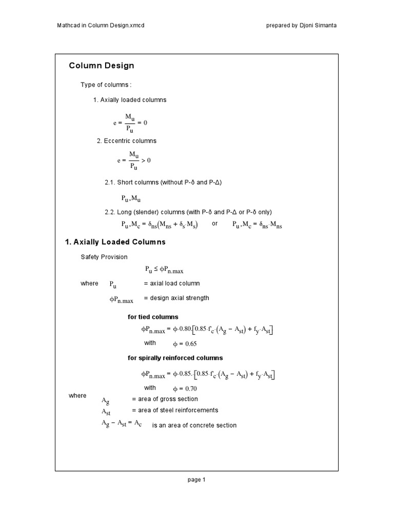 Analysis of Column Design Using Mathcad | PDF | Column | Structural Engineering