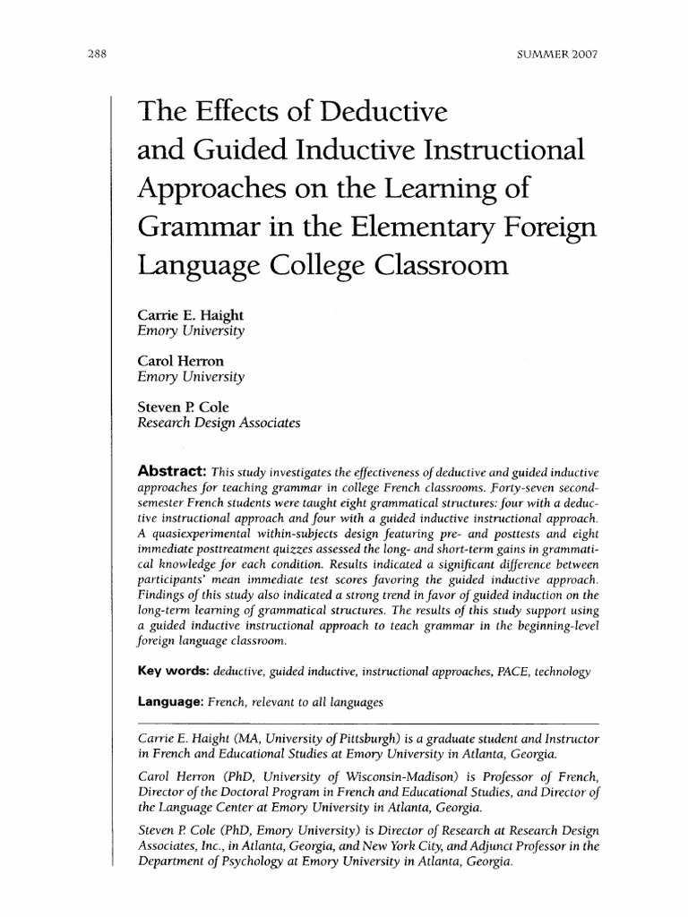 The Effects of Deductive and Guided Inductive Approaches On The ...
