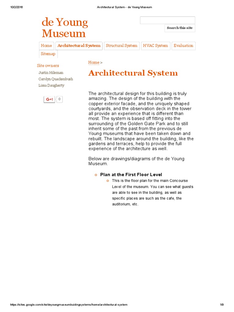 Architectural System - de Young Museum | PDF | Hvac | Nature