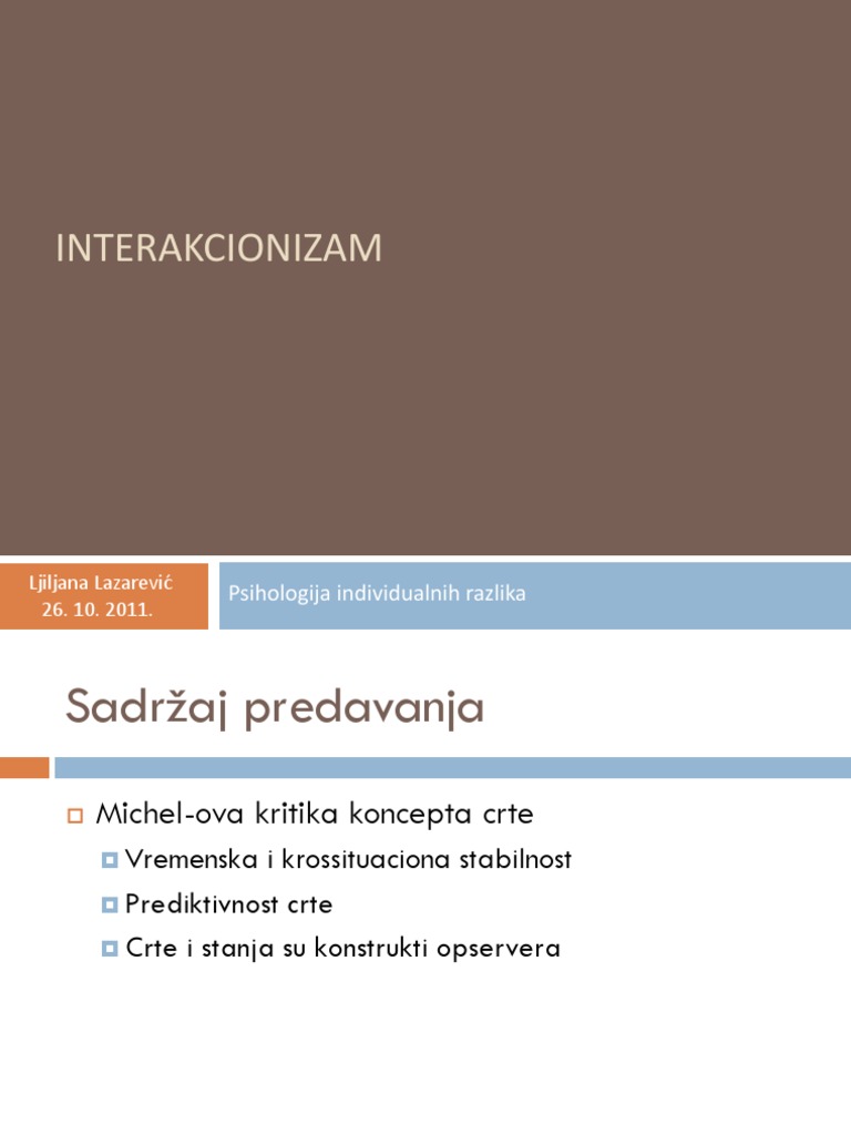 Predavanje 5 - Interakcionizam PDF | PDF