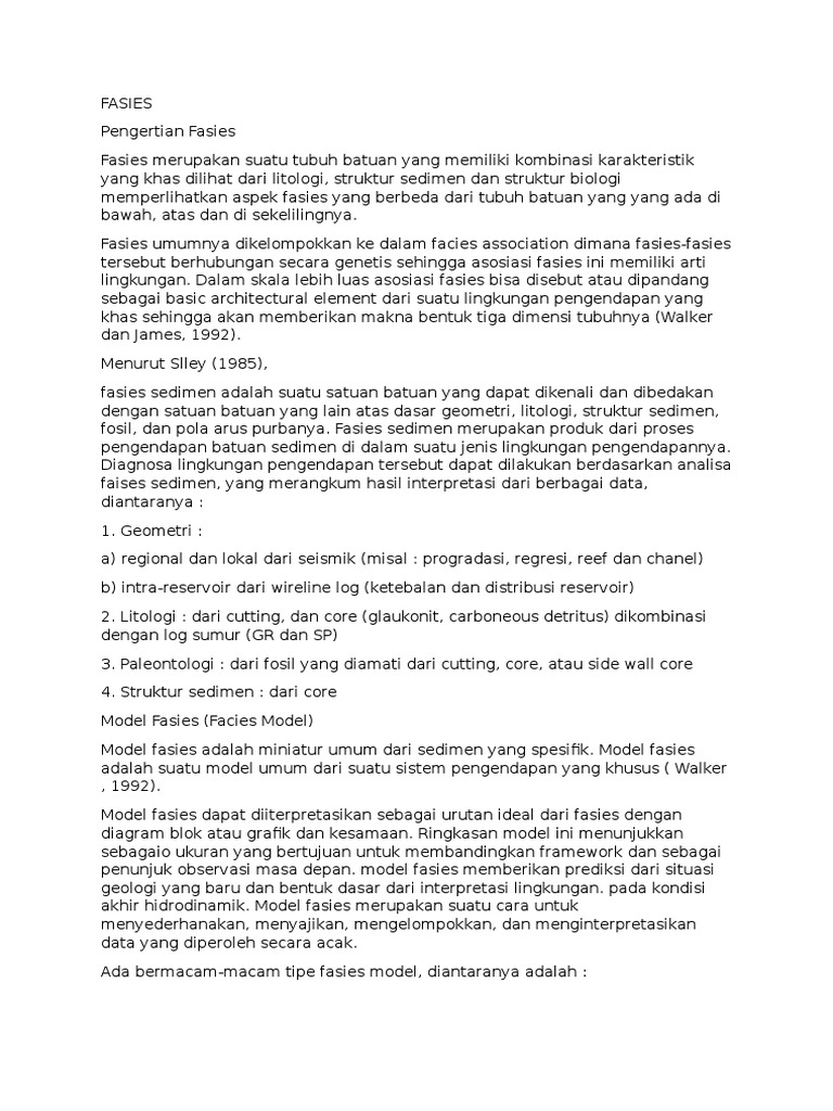 Pengertian dan Model Fasies | PDF