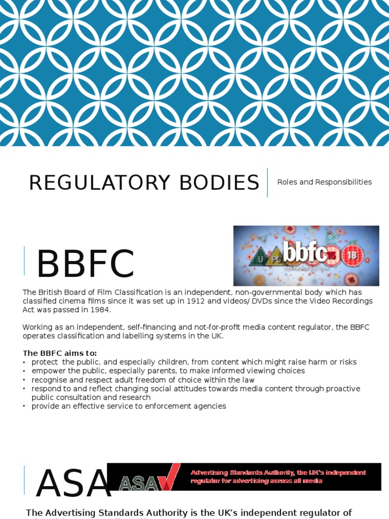 Regulatory Bodies Powerpoint | PDF | Advertising | Mass Media