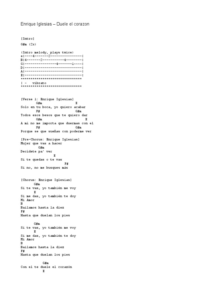 Duele el corazón - Enrique Iglesias | PDF