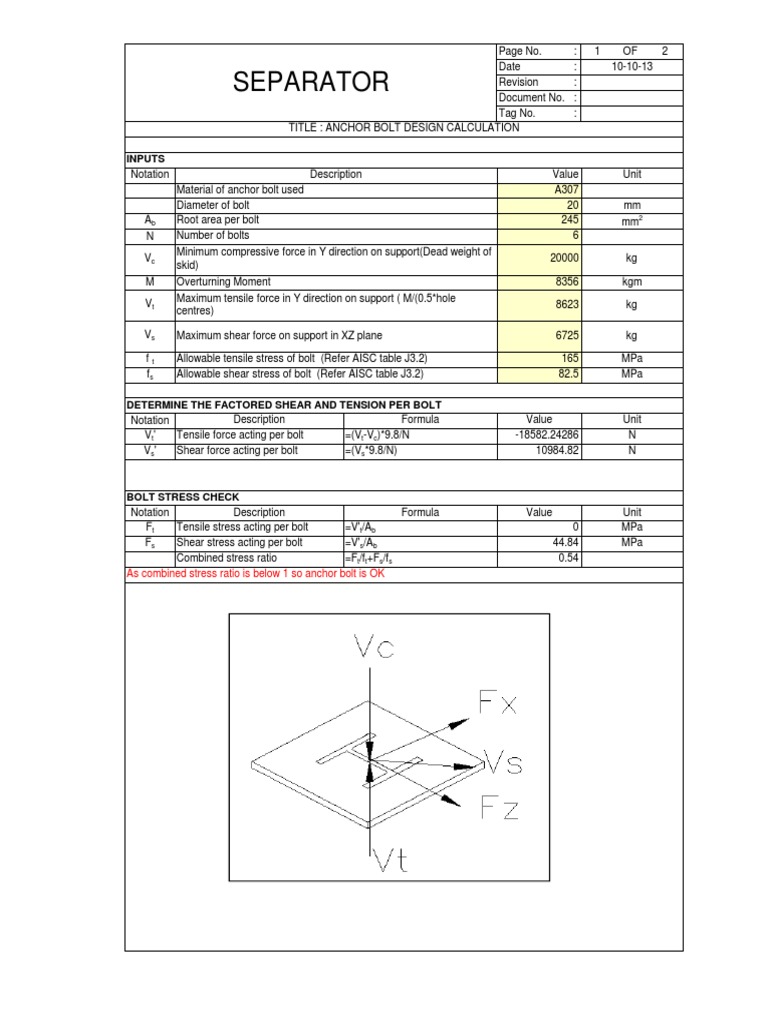 Anchor Bolt Calculation | PDF