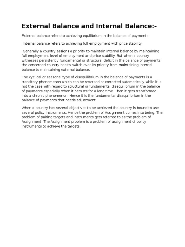 External Balance and Internal Balance | PDF | Fiscal Policy | Balance ...
