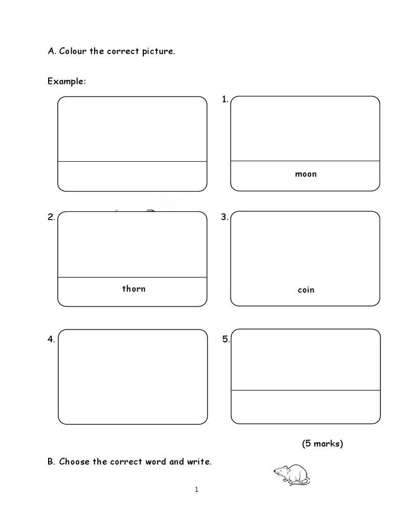 Colour the Correct Picture Worksheet | PDF | Language Arts & Discipline