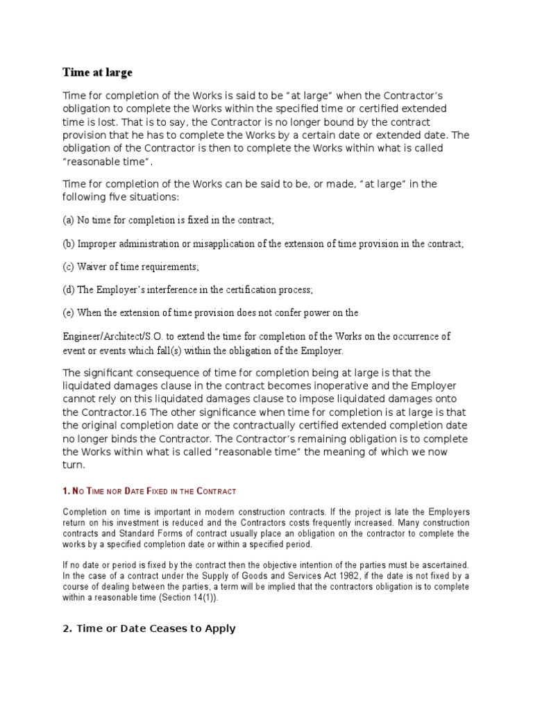 Time at Large | PDF | Breach Of Contract | Damages