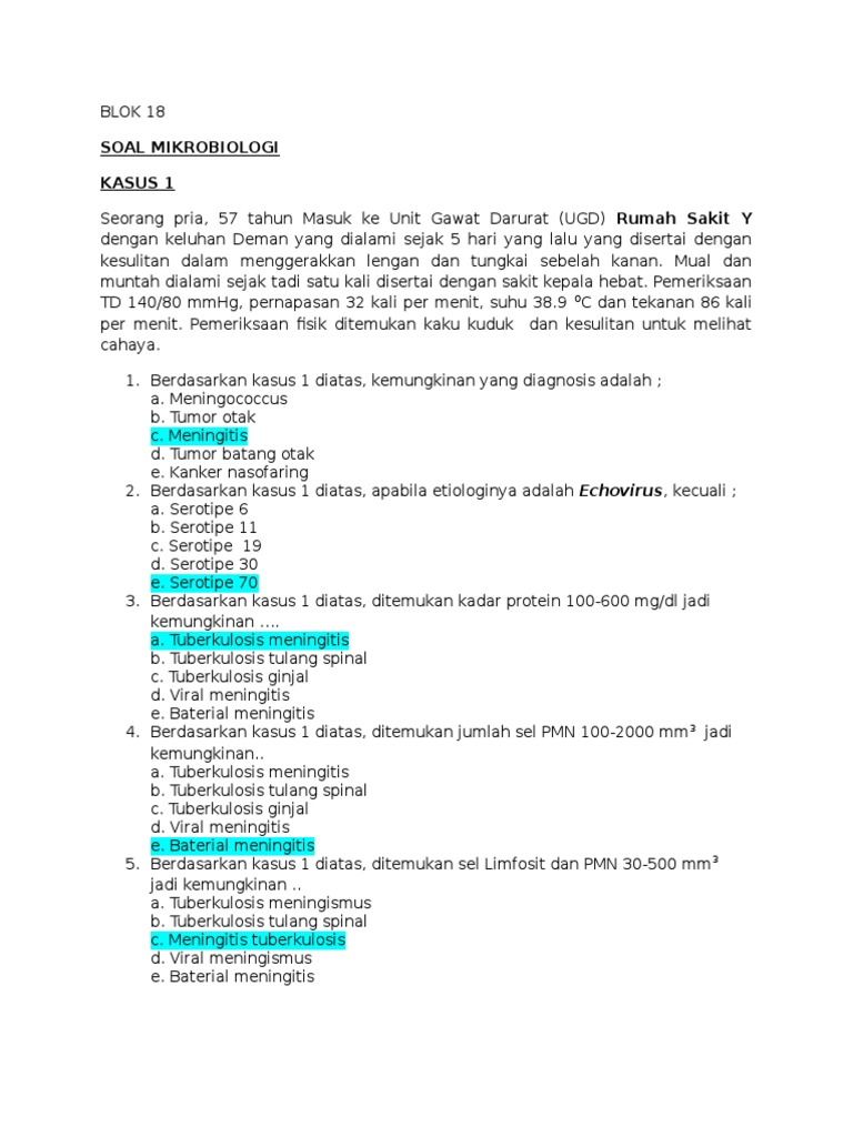 Blok 18, Soal Mikrobiologi | PDF