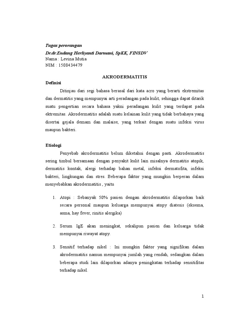 Akrodermatitis: Definisi dan Penanganan | PDF