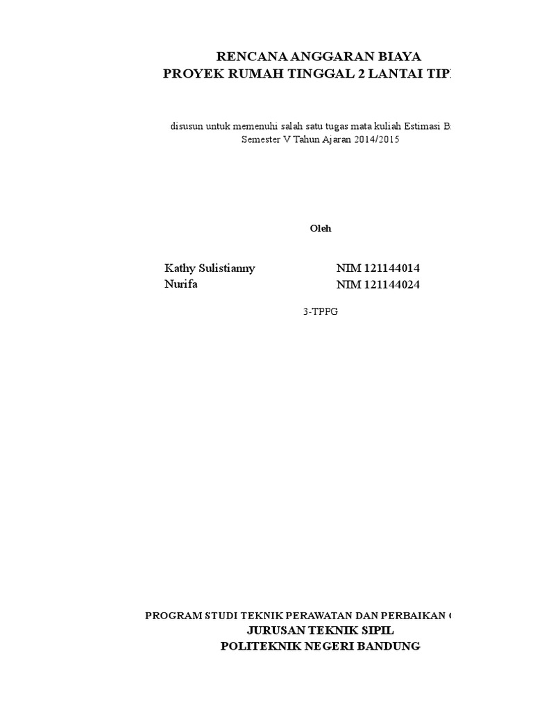 Contoh Perhitungan RAB Rumah 2 Lantai | PDF