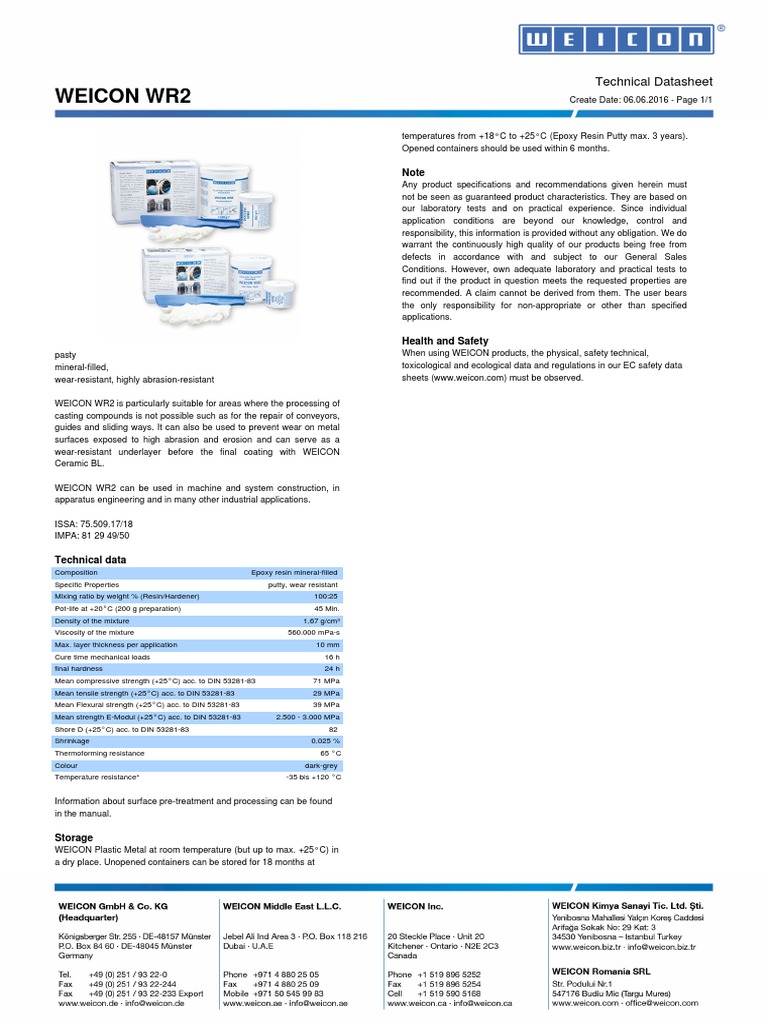 TDS 10350005 en en Weicon-Wr2 PDF | PDF | Home & Garden | Technology & Engineering