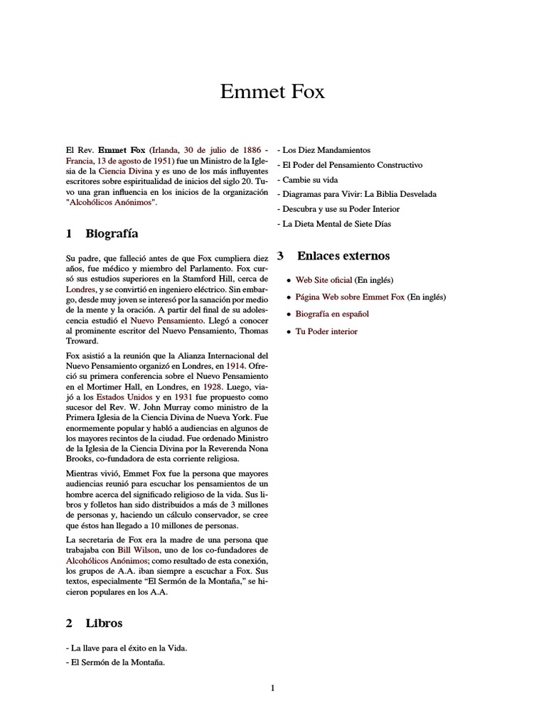 Biografía de Emmet Fox y su legado | PDF | Religión y creencia