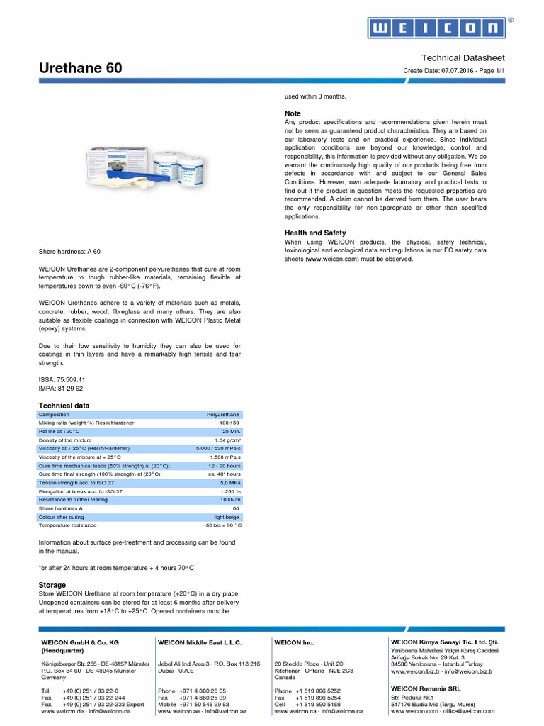 Teknisk Datablad - Weicon Urethane - 60 | PDF