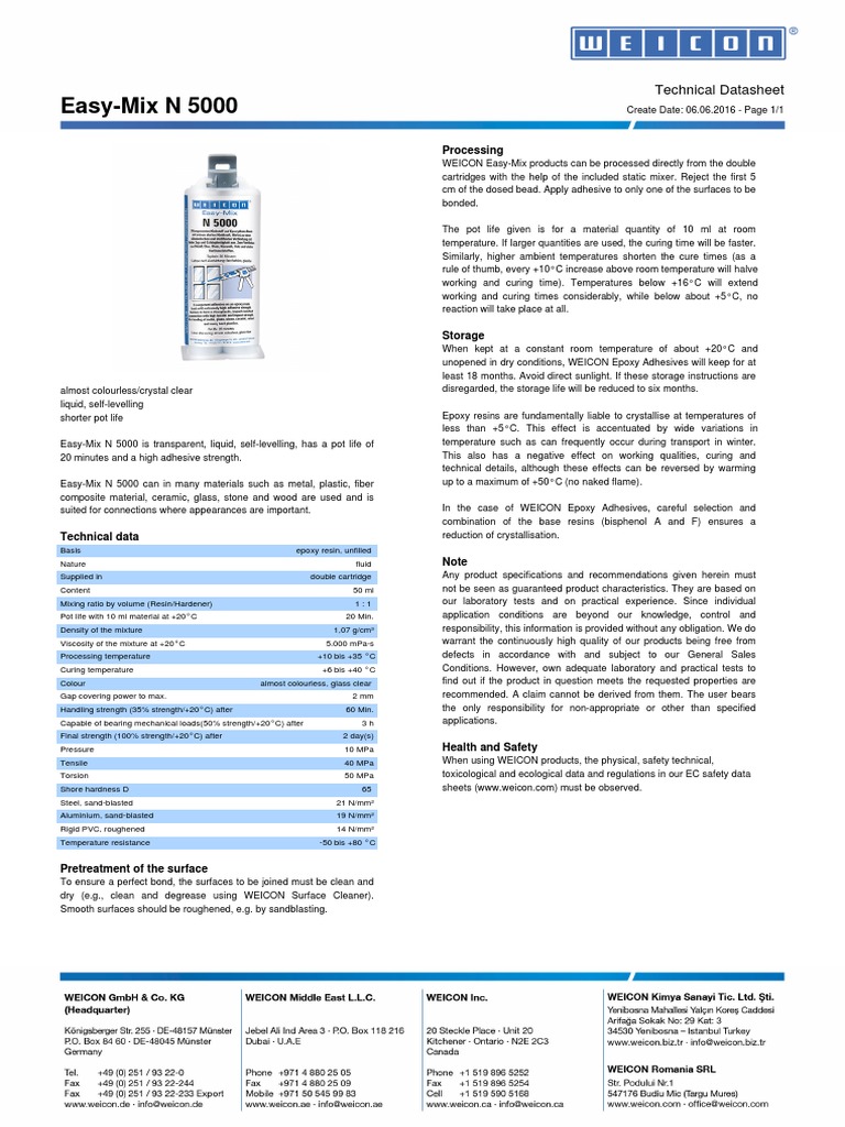 TDS 10650250 EN EN Easy-Mix-N-5000 PDF | PDF | Epoxy | Strength Of ...