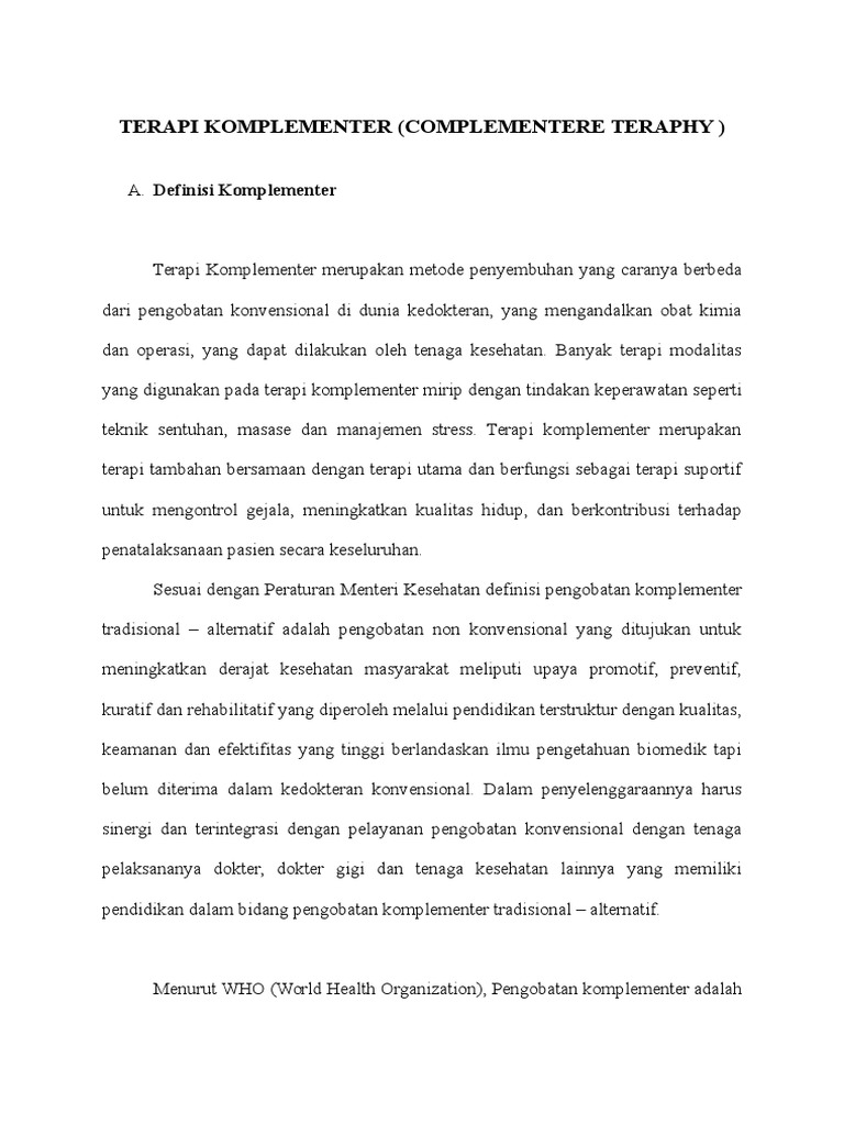 Panduan Terapi Komplementer untuk Kesehatan | PDF