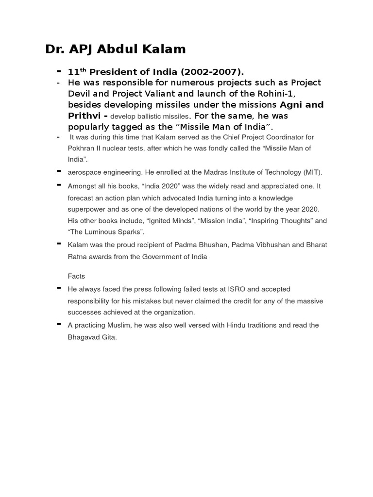 APJ Abdul Kalam | PDF | Defence | Science