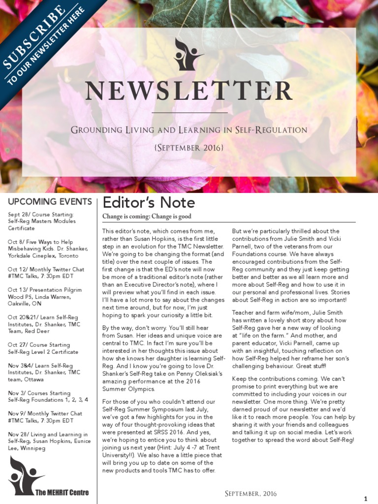 Newslet Ter: Editor's Note | PDF | Mindfulness | Parenting