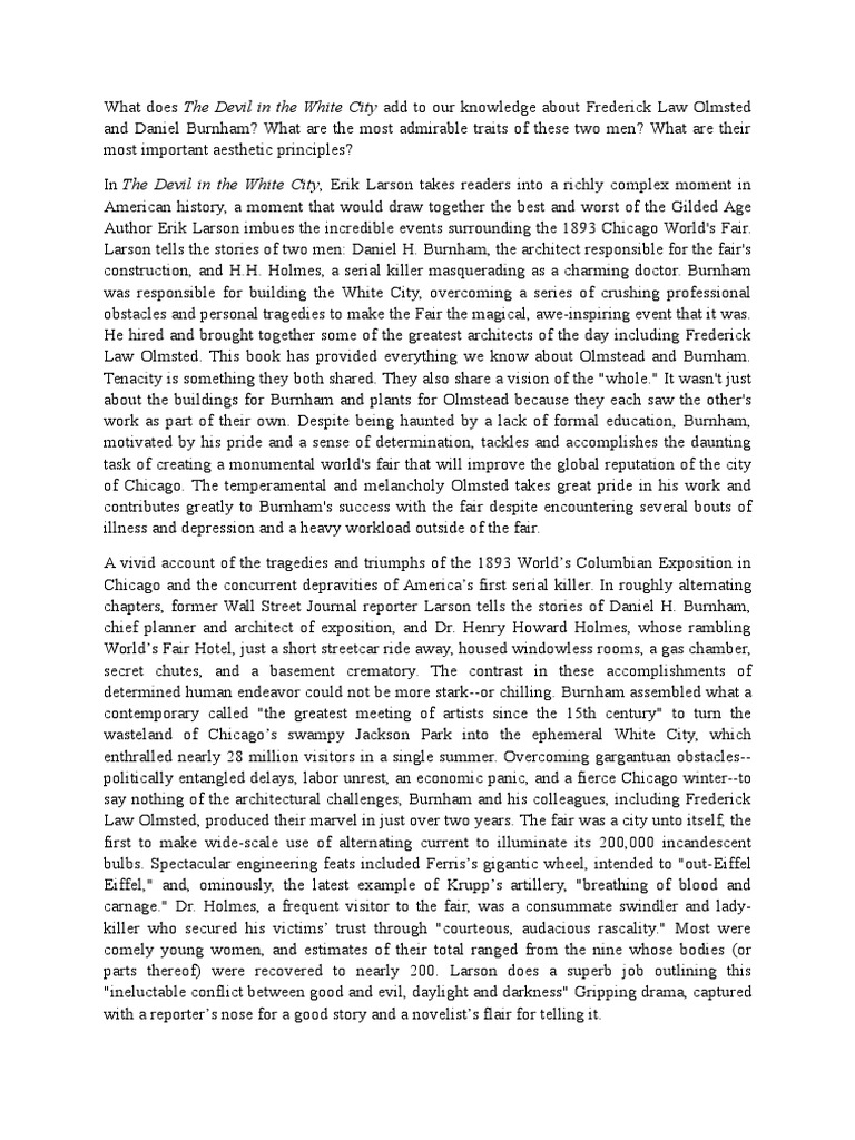 What does The Devil in the White City add to our knowledge about ...