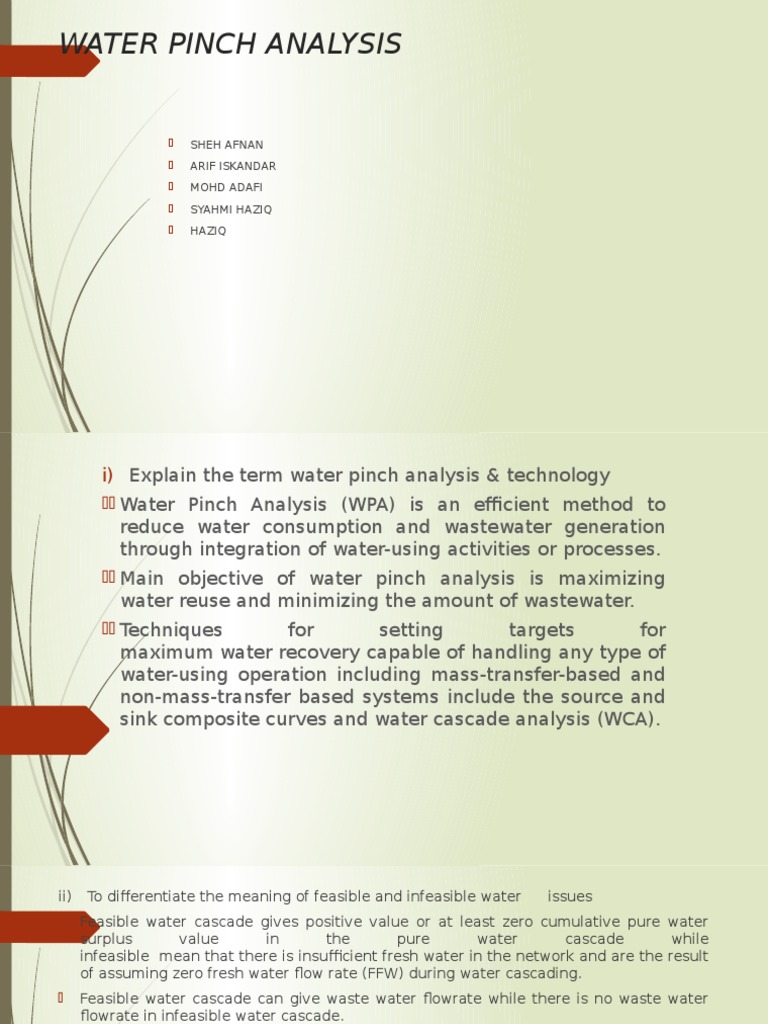 Water Pinch Presentation | PDF | Waste | Chemistry