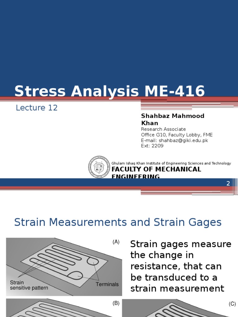 Stress Analysis ME-416 - Lecture 12 | PDF | Elasticity (Physics) | Heat