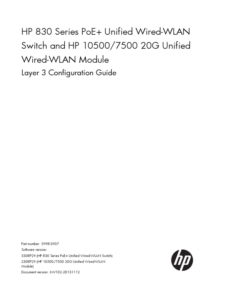 HP 830 Series PoE+ Unified Wired-WLAN Layer 3 Configuration Guide | PDF | Internet Standards ...