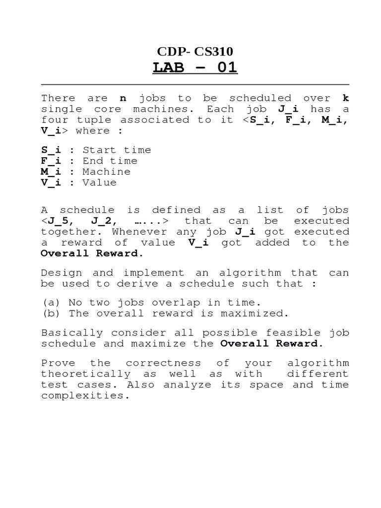 CDP-CS310: V - I Where: S - I: Start Time F - I: End Time M - I ...