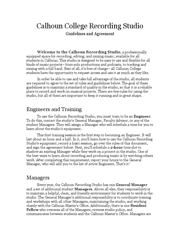 Recording Studio Guidelines - JR | PDF | Computer Hardware | Software