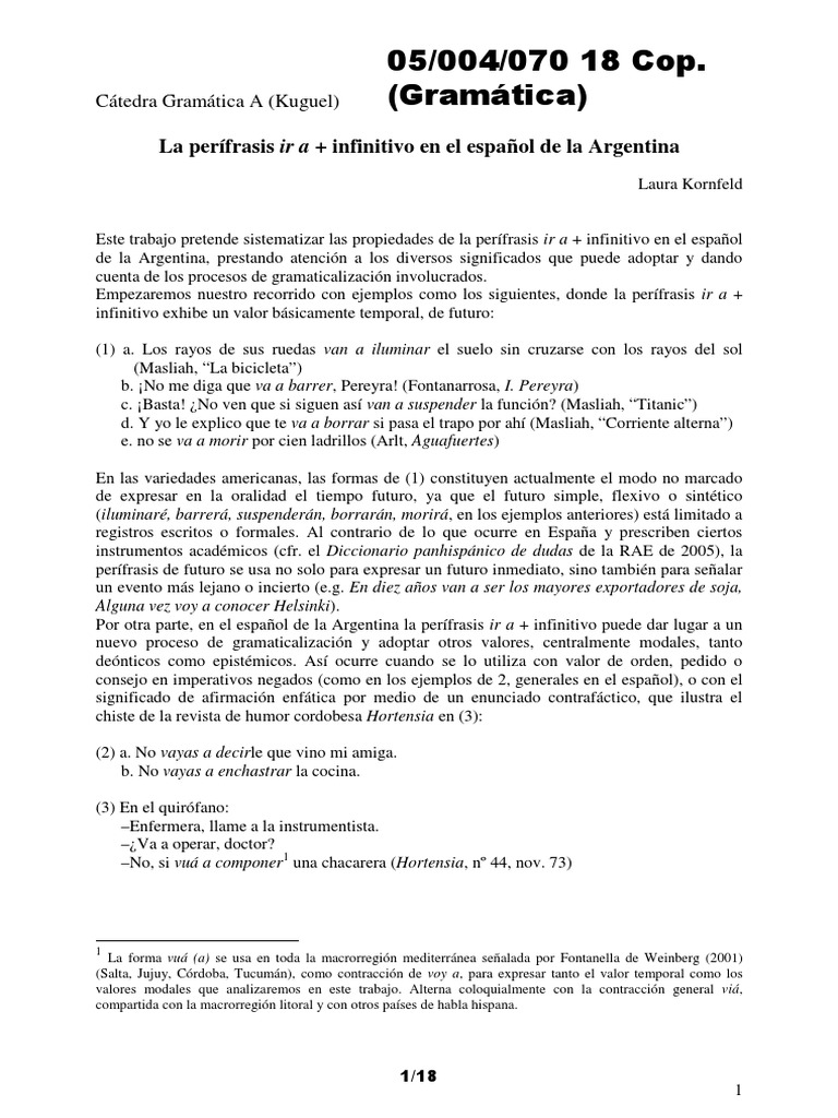 Infinitivo de "fue" en español argentino | PDF | Verbo | Palabra