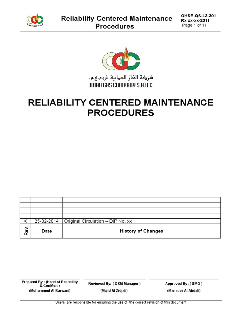 RCM Procedure | PDF | Reliability Engineering | Safety