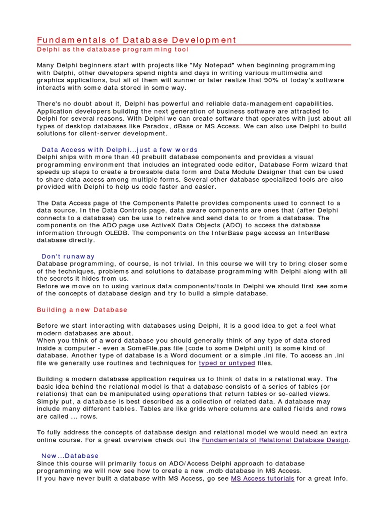 Curso Base de Datos Delphi PDF | PDF | Microsoft Access | Active X Data Objects