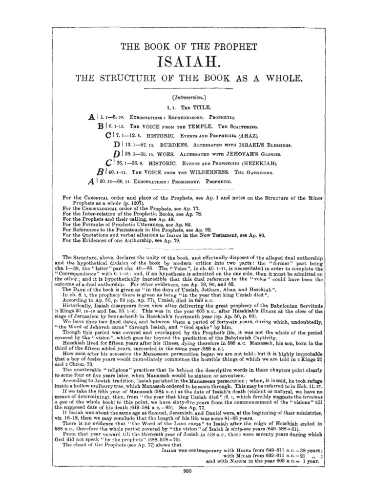 Structure of the Book of Isaiah | PDF | Isaiah | Nevi'im
