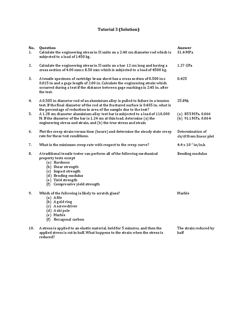 Tutorial 3 (Solution) | PDF