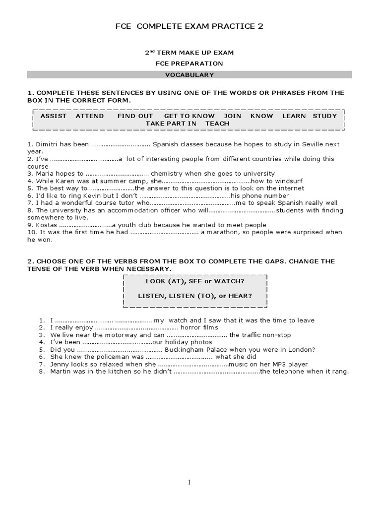Fce Complete Exam Practice 2 | PDF
