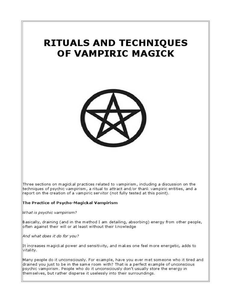 Rituals and Techniques of Vampiric Magick PDF | PDF | Vampires | Blood