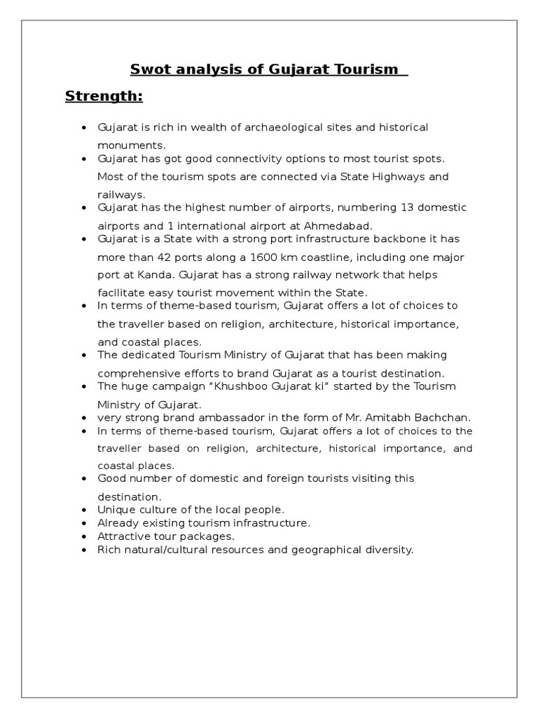 SWOT Analysis | PDF | Gujarat | Tourism
