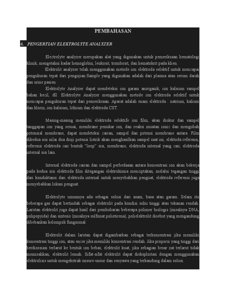 Elektroliyt Analyzer | PDF | Kesehatan Holistik