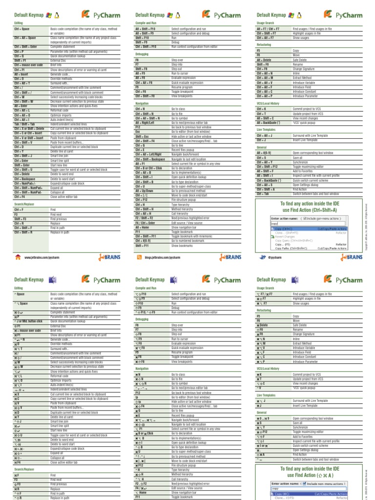 PyCharm Reference Card | PDF | Version Control | Parameter (Computer Programming)