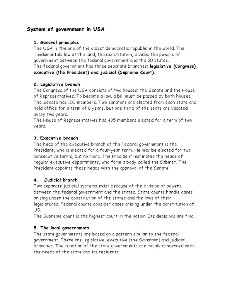 US Government System Overview | PDF