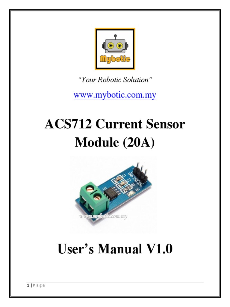 ACS712 Current Sensor Module (20A) User's Manual v1.0 | PDF | Sensor ...