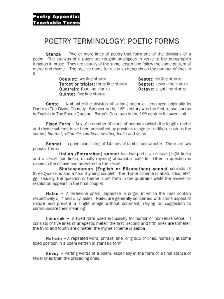 Poetic Forms | Sonnets | Poetry