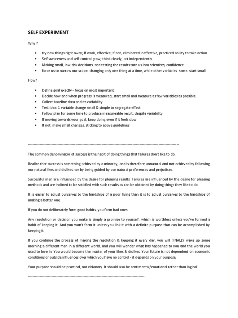 Self Experiment | Download Free PDF | Blog | Self Awareness