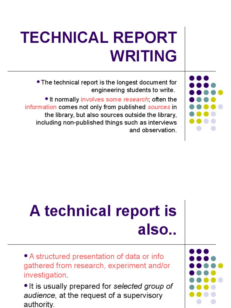 Guide to Writing Technical Reports | PDF | Survey Methodology | Thesis