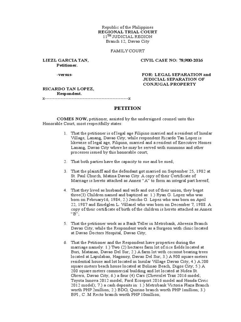 Legal Separation | PDF | Lawsuit | Marriage