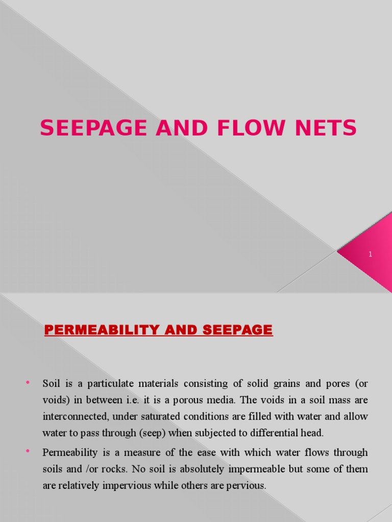 Seepage and Flow Nets | PDF | Soil Mechanics | Permeability (Earth ...