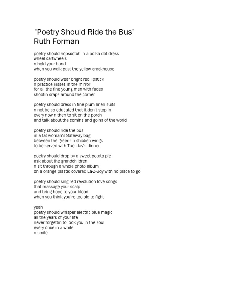Poetry Should Ride the Bus