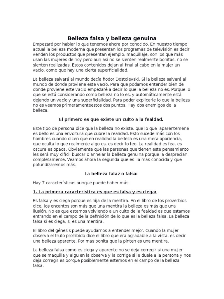 Belleza Falsa y Belleza Genuina | PDF | Belleza | Cristo (título)